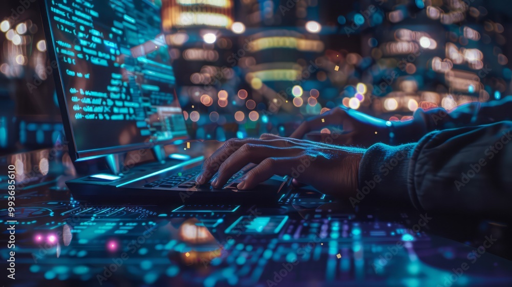 Innovative Digital Software Development: Developer Typing on Keyboard ...