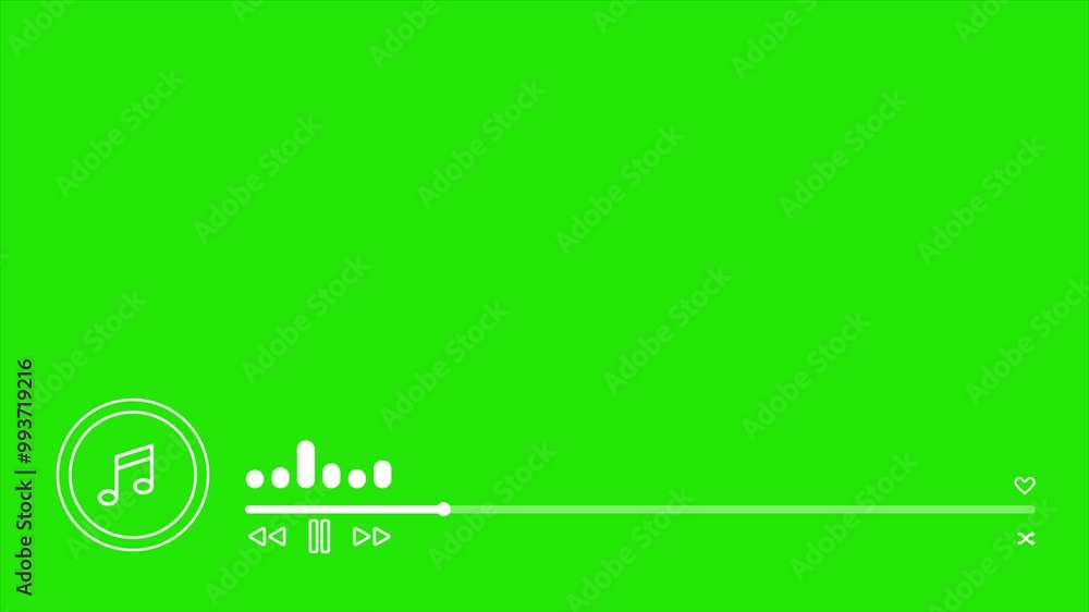 Music player overlay template animation on transparent background ...