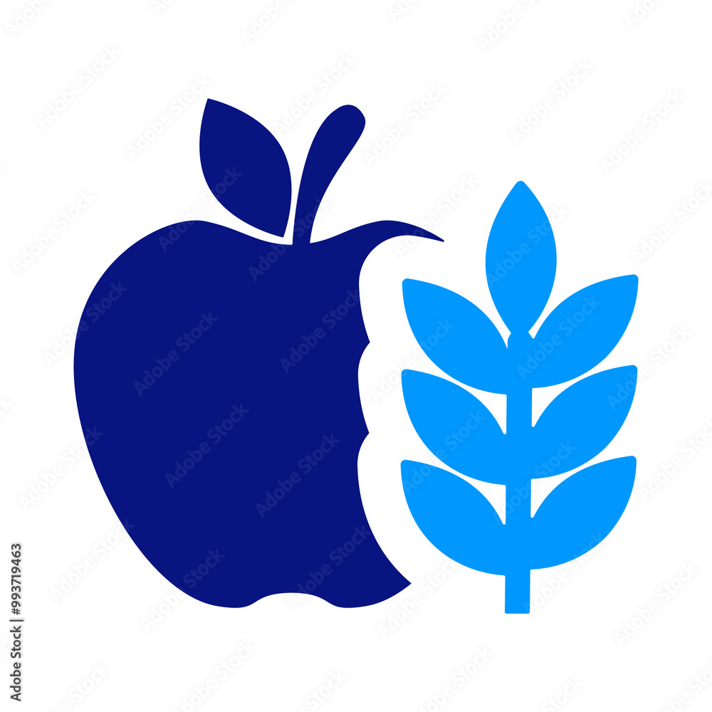 Apple and wheat icons side by side, representing nutrition and ...