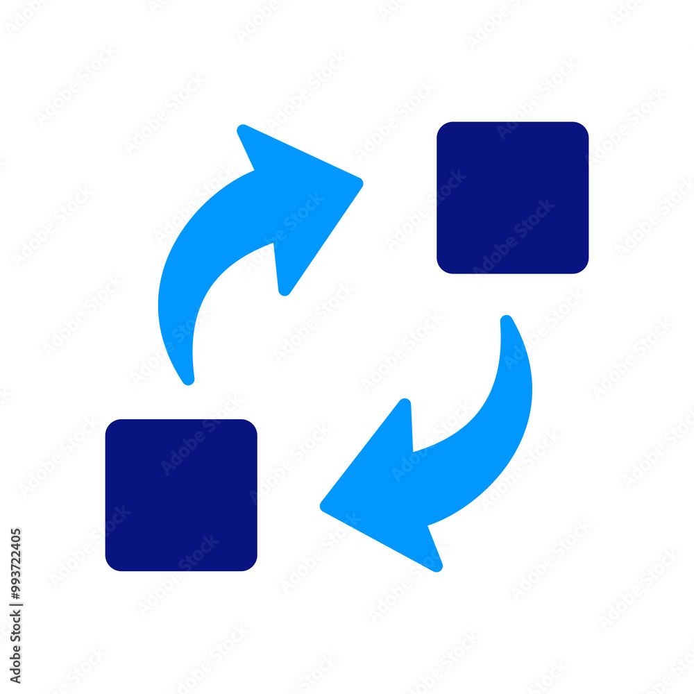 Vetor de Arrows between squares, blue gradient, process flow, change ...