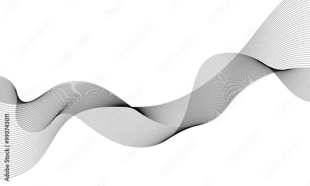 Abstract Gray wavy business and banner curve line background. Digital ...