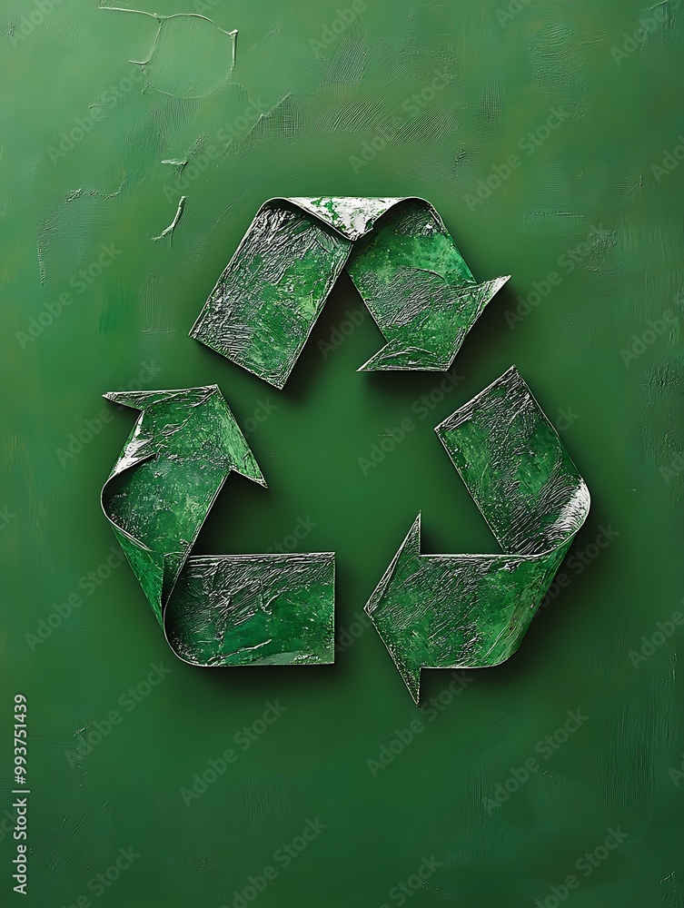 Recycling Symbol in Green A large, bold recycling symbol in the center ...