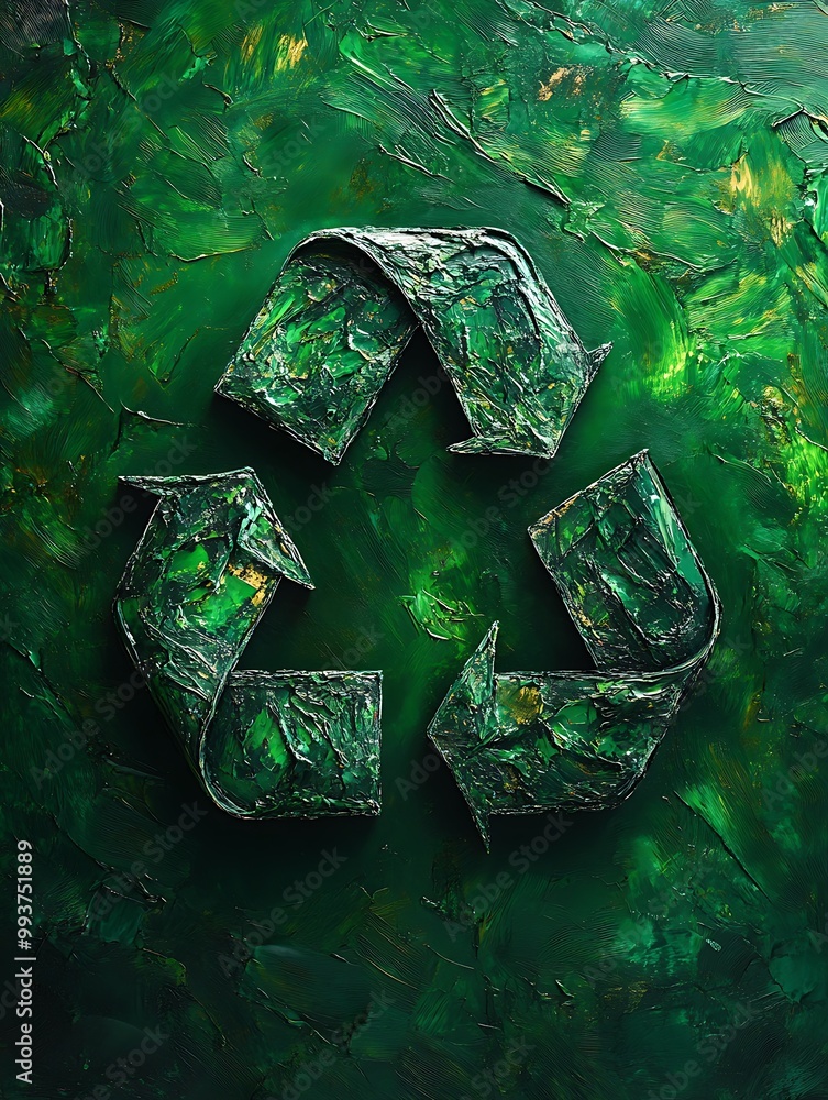 Recycling Symbol in Green A large, bold recycling symbol in the center ...