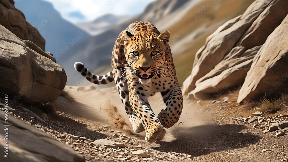This stunning image captures the raw power and speed of a leopard ...