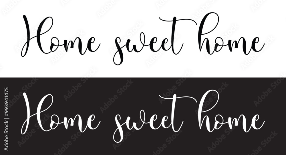 Home sweet home lettering sign. Calligraphy style typographic message ...