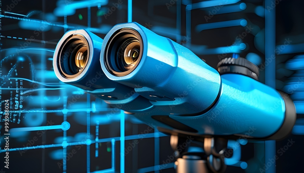 ภาพประกอบสต็อก Innovative Digital Binoculars Integrating Data Streams ...