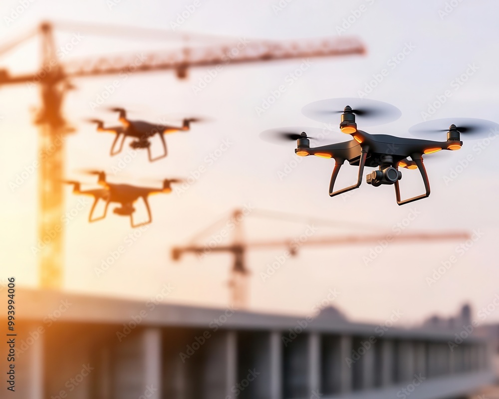 Drones assembling prefabricated sections of a bridge made from ...