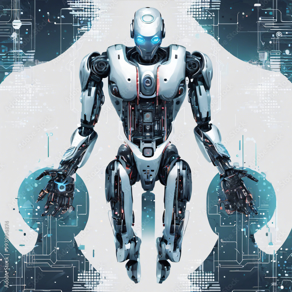 humanoid robot with an intricate design, featuring exposed mechanical ...