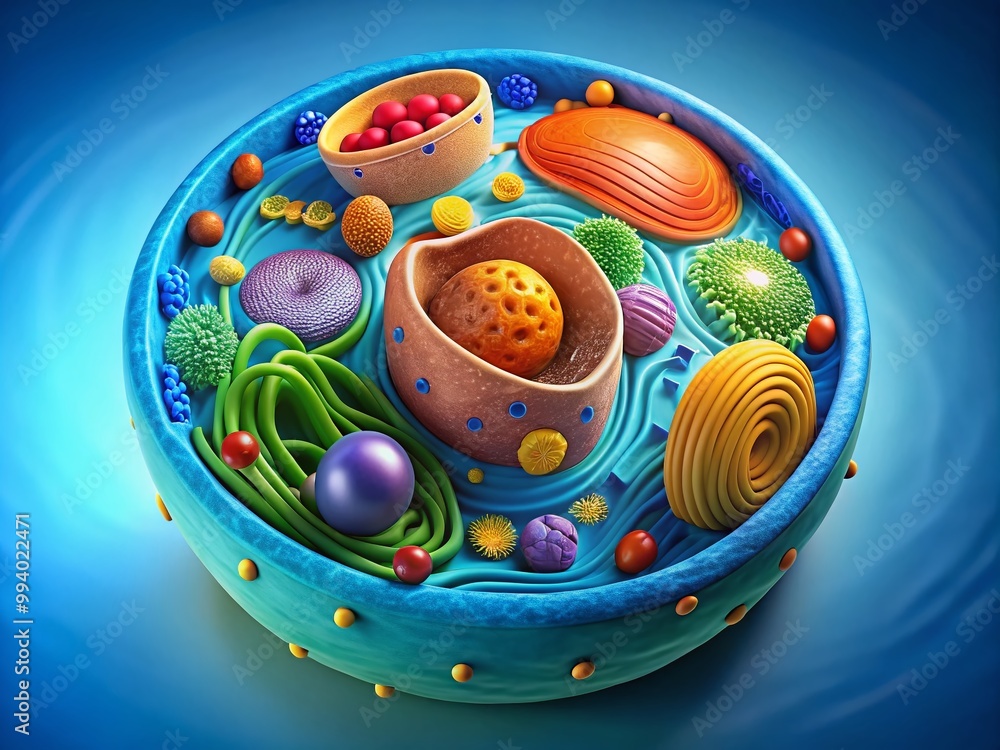 Detailed 3D Diagram of an Animal Cell with Labeled Organelles for ...
