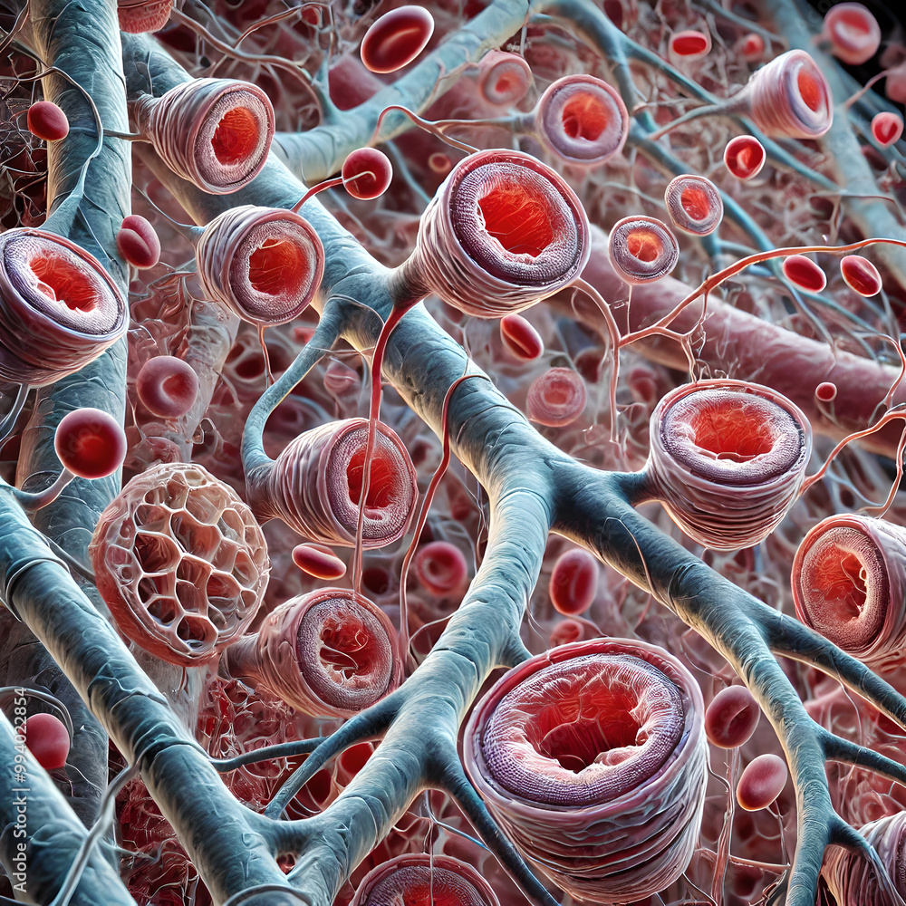 Structure of capillaries, their role in connecting arteries and veins ...