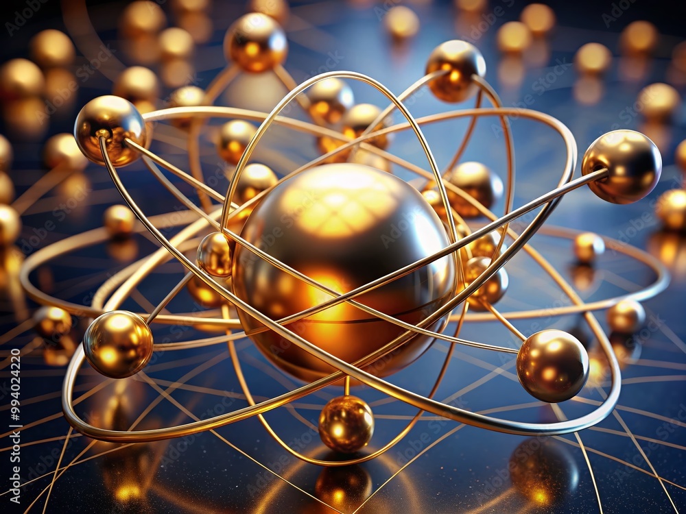 Detailed Atomic Model of Gold Featuring Electrons, Protons, Neutrons ...