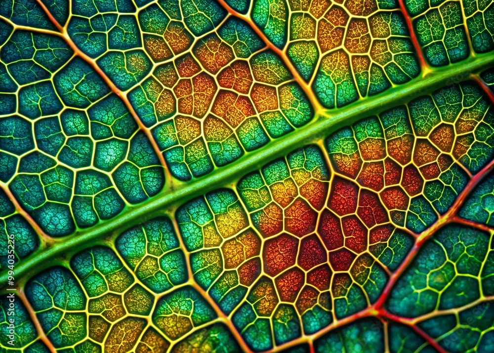 Detailed Leaf Cross Section Under Microscope Showing Veins, Cells, and ...