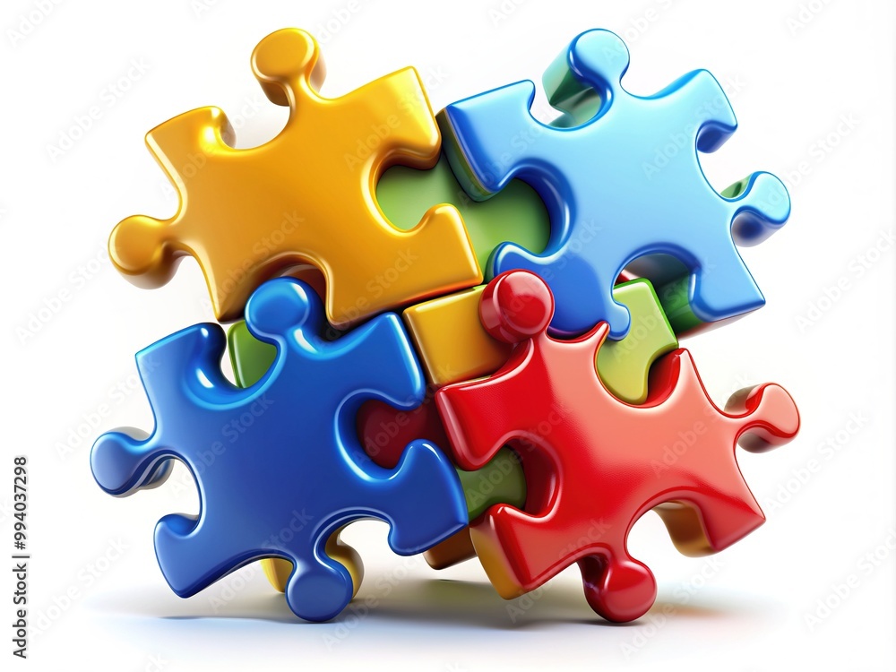 Group of puzzle pieces coming together, forming a complete whole ...