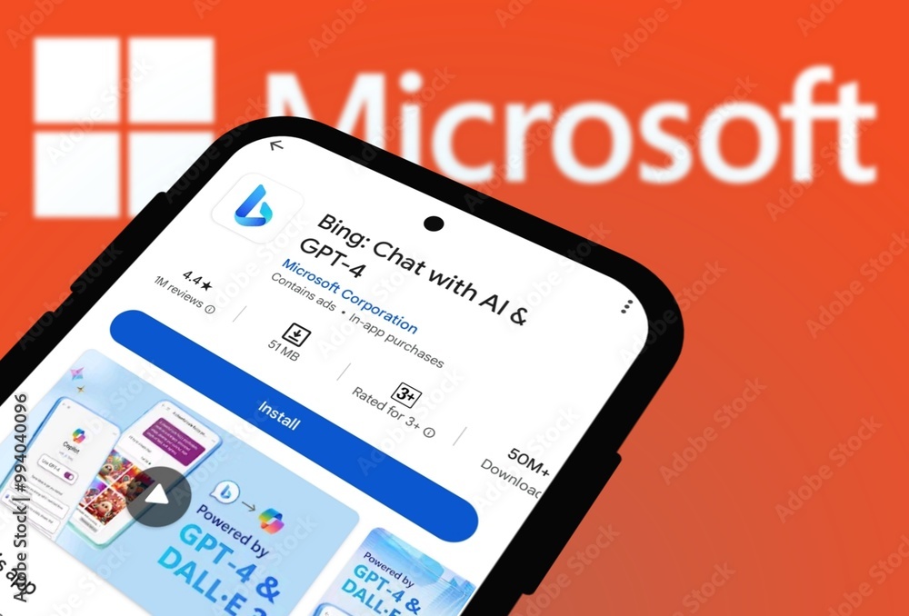 Chittagong, Bangladesh- 25 September 2024: Microsoft Bing install for ...