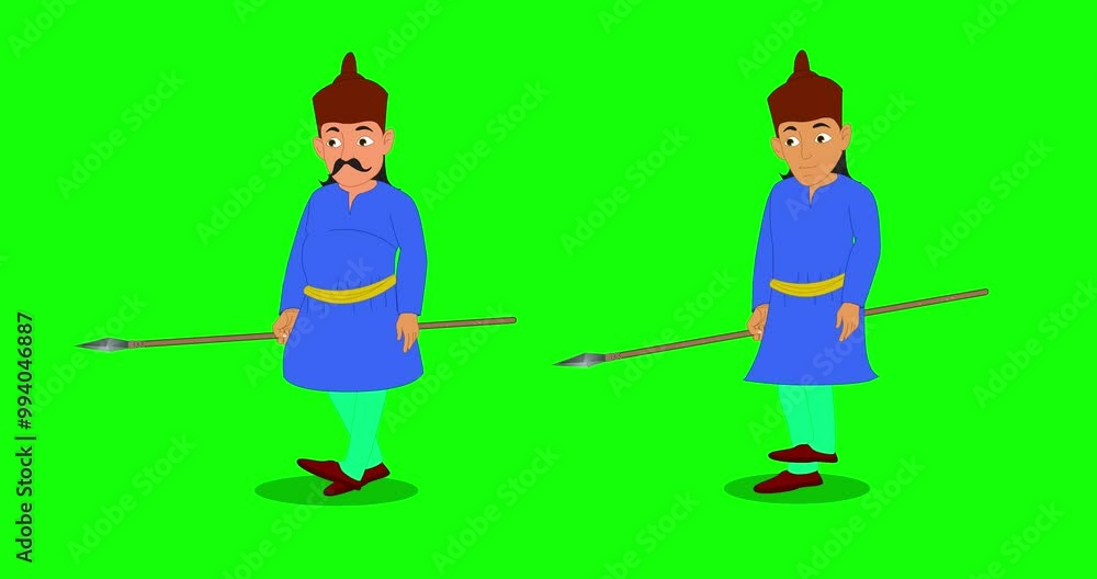 Animation green screen a sainik walking, character walk green screen ...