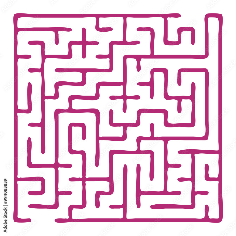 Maze shape design element. There is one entrance and exit and one correct path, but many paths ...