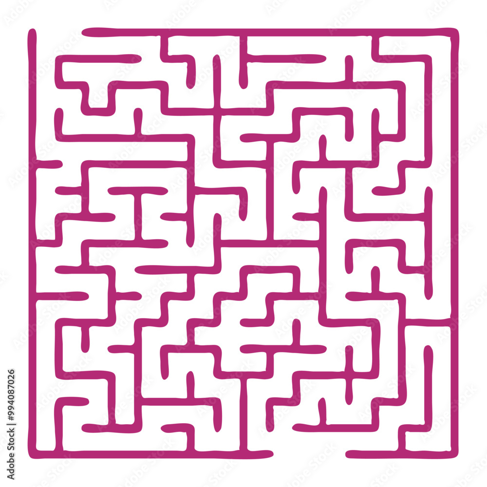 Maze shape design element. There is one entrance and exit and one correct path, but many paths ...
