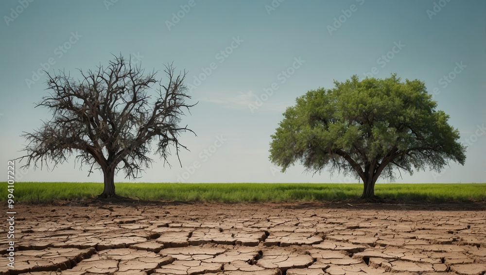 Three trees showing different stages of growth and health Stock ...