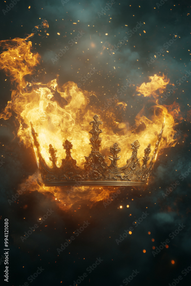 A Flaming Golden Crown Surrounded by Smoke and Embers: This Medieval ...