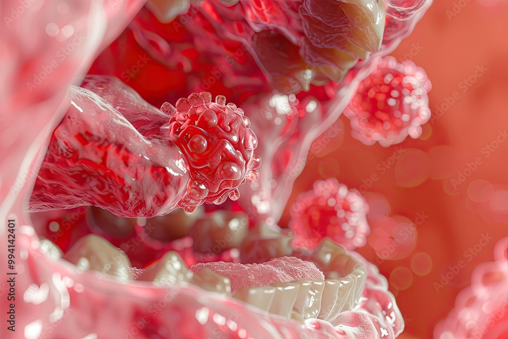 Throat affected by staphylococcus bacteria, angina in progress ...