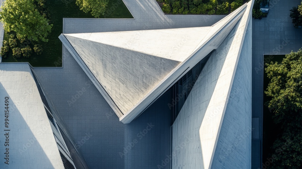 Use a drone to photograph a modern building from above, capturing the ...