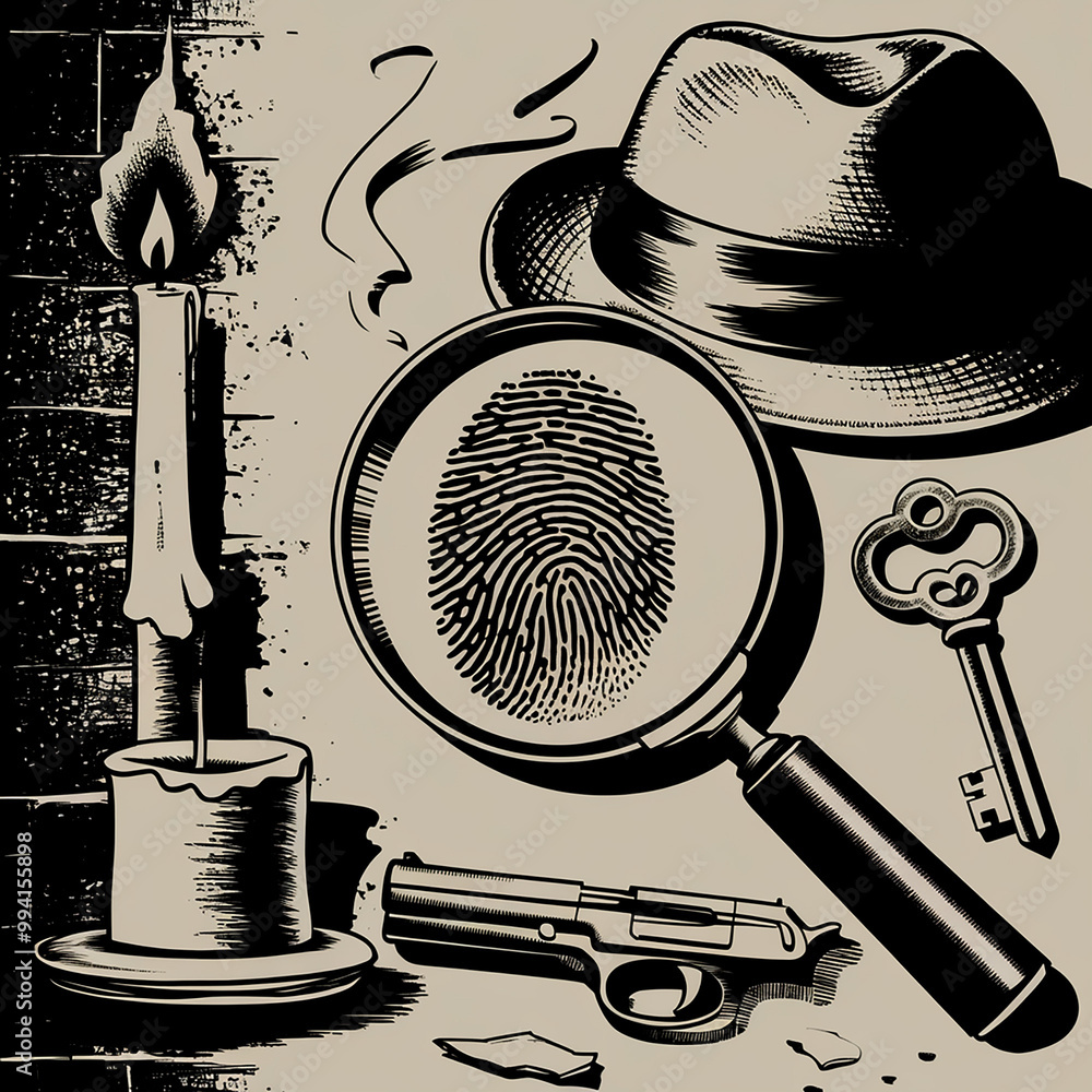 Trending collage on the theme of detective investigation, clues, crime ...