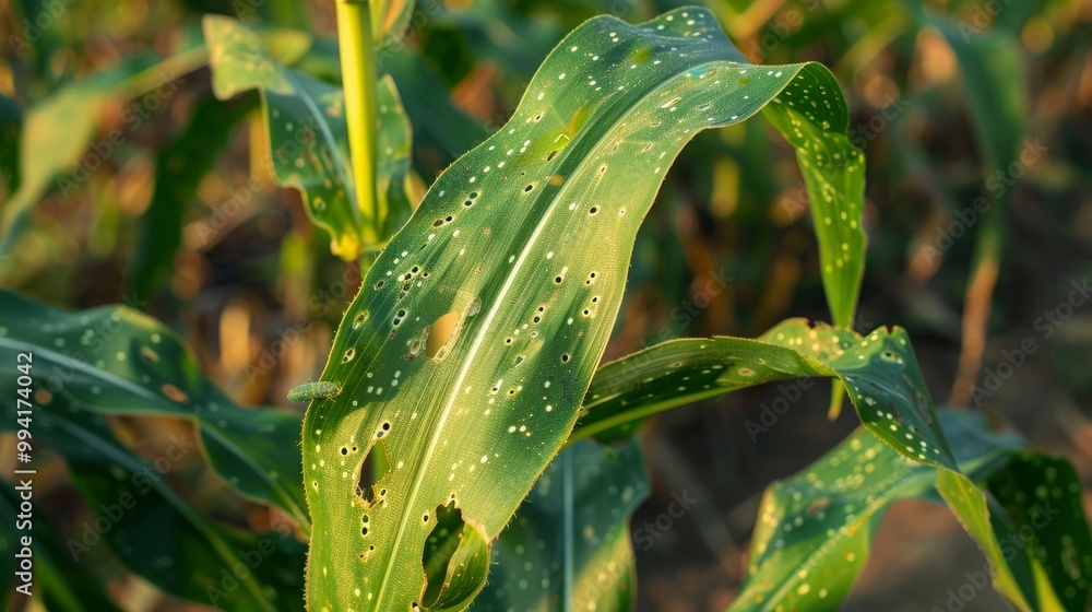 Maize Foliage Scarred by Insects – Corn Leaves with Holes Indicating ...