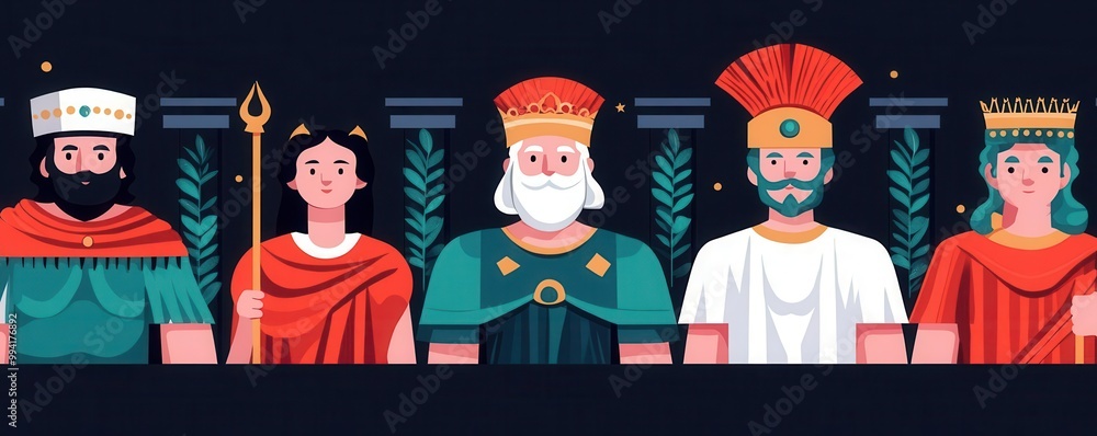 Roman gods and goddesses portrayed in festival parade, mythological ...