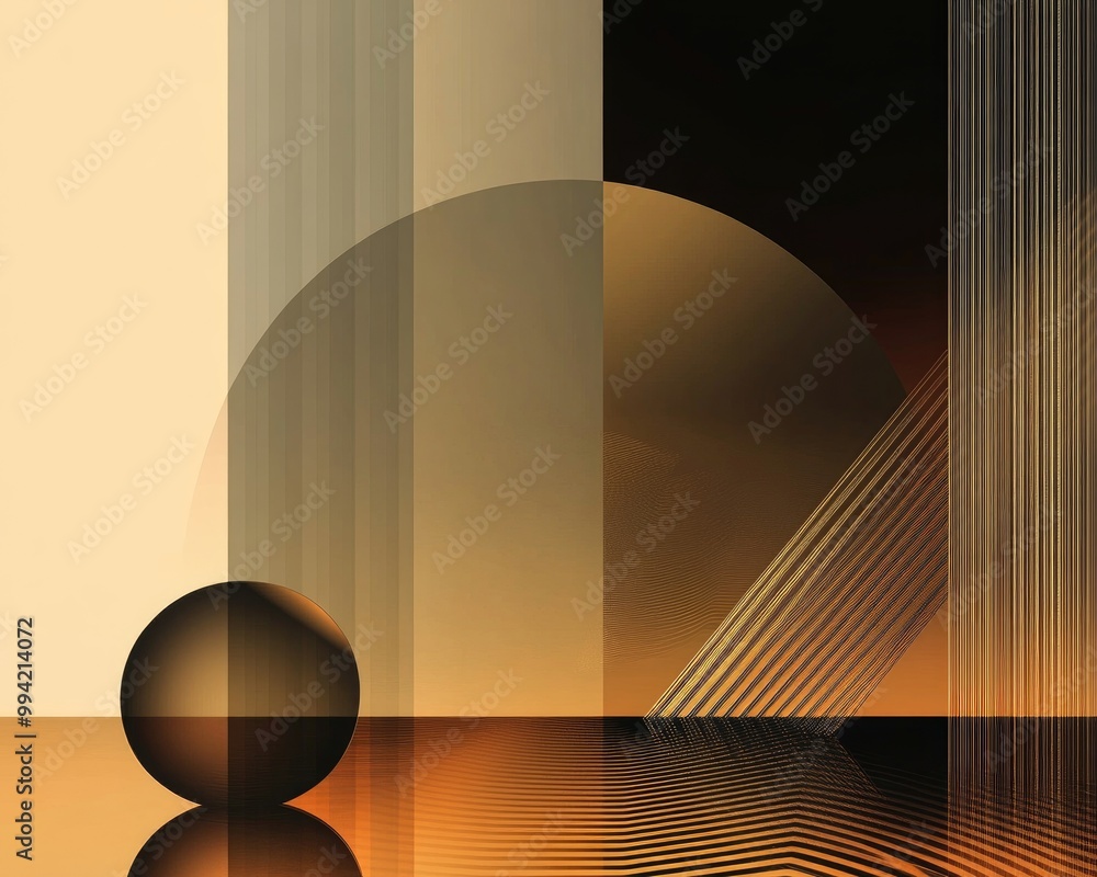 Abstract composition featuring empty space with zigzag lines and ...