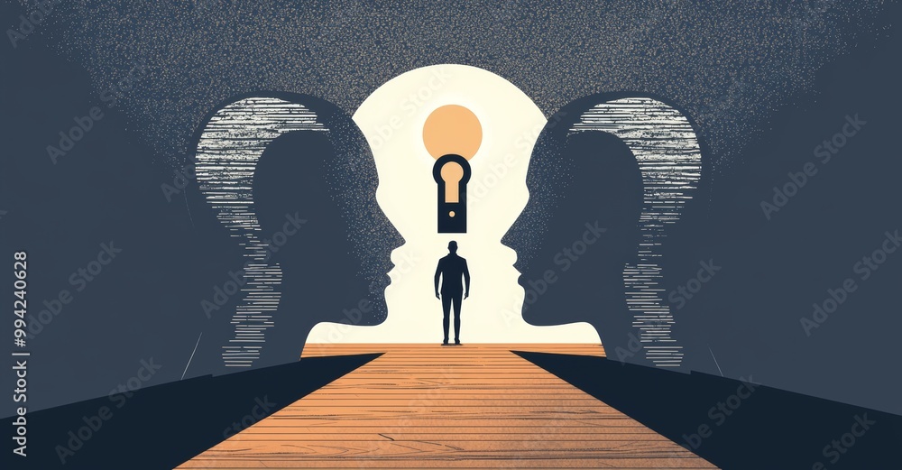Concept art on mental health, brain, psychology, 3D illustration ...