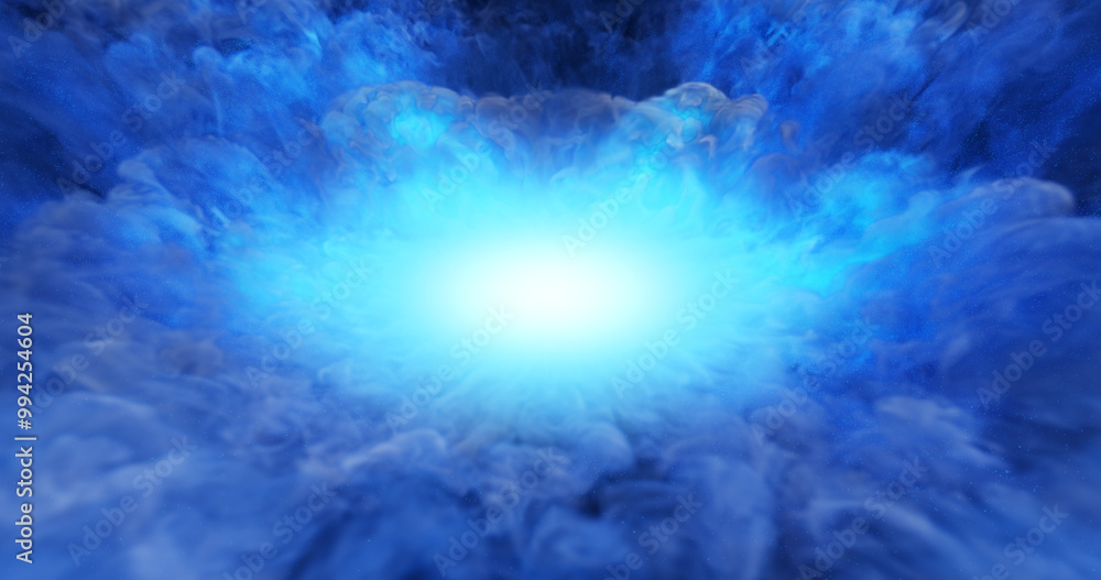 A captivating celestial vortex, composed of swirling blue clouds and a ...
