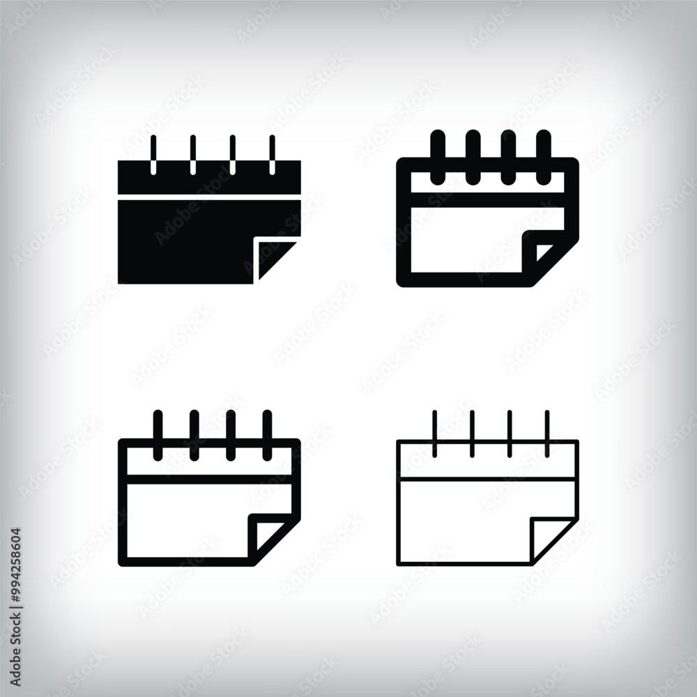 Simple calendar icon set. 4 Different thicknesses and holiday icon ...