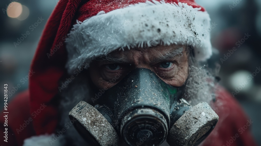 Surreal image of Santa Claus wearing medieval knight armor with festive ...