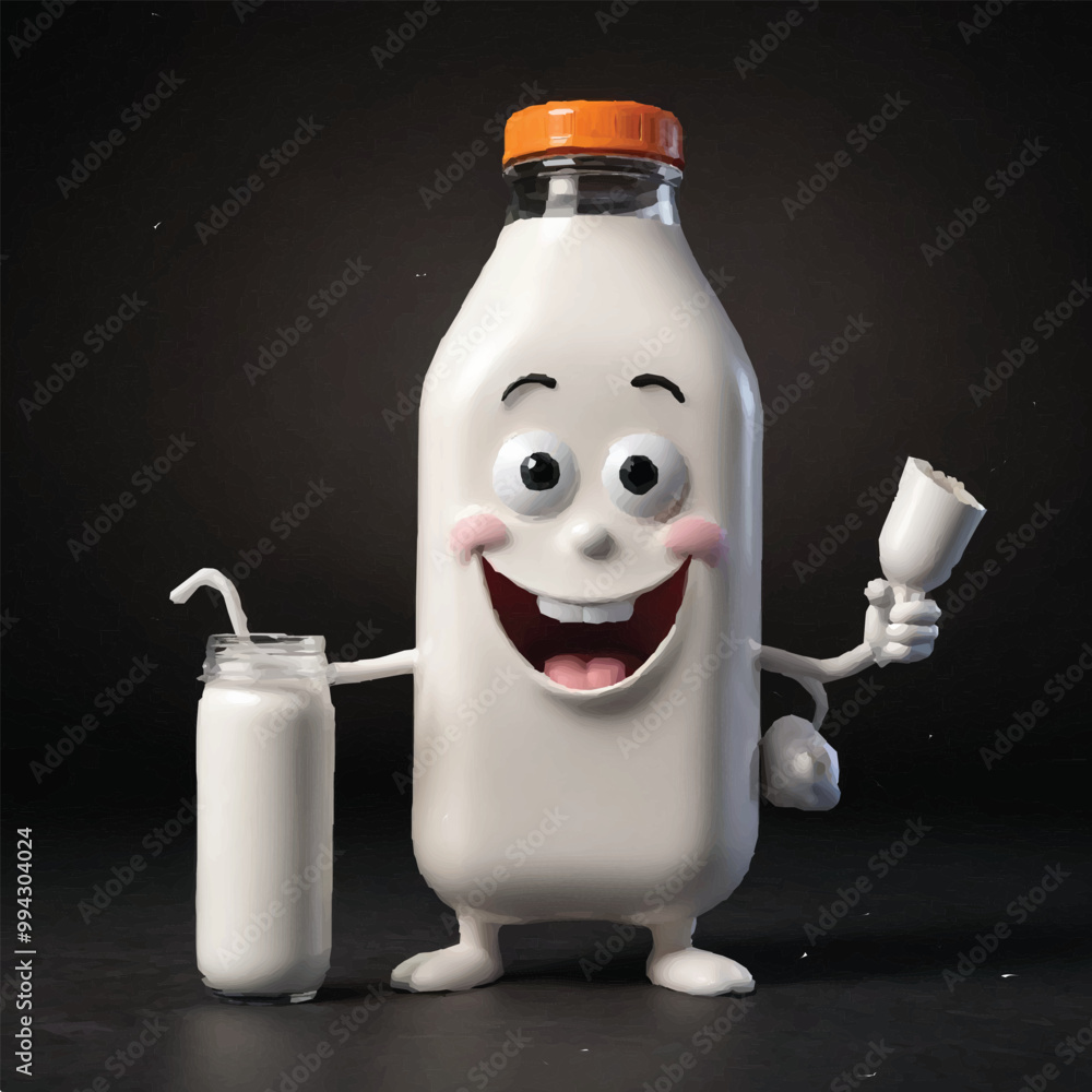cute groovy milk characters and elements for poster of sticker design ...