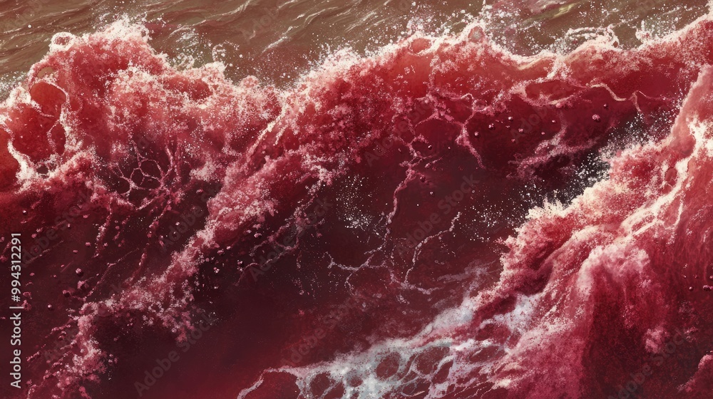 Artist s illustration of a red tide algal bloom in marine waters ...