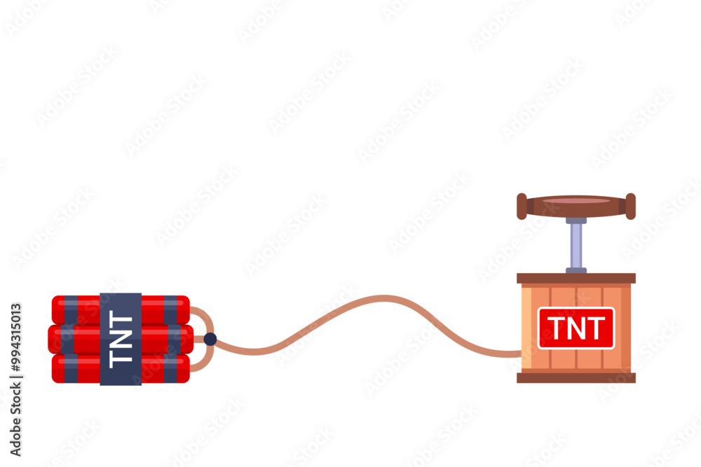 Explosives with a detonator and wire. Preparing for an explosion. Stock ...