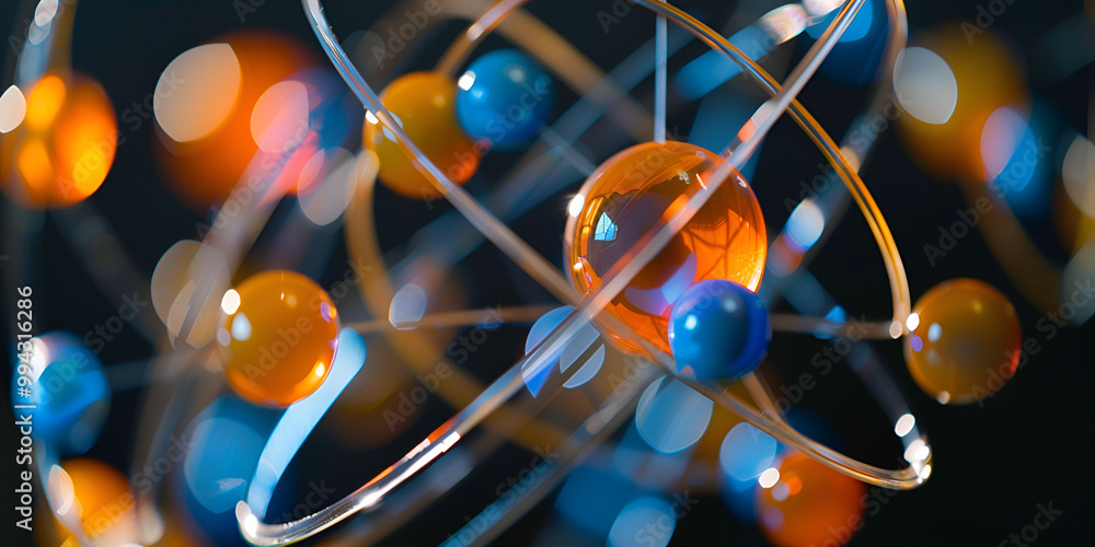 Abstract Representation of Atom Structure with Glowing Electrons ...