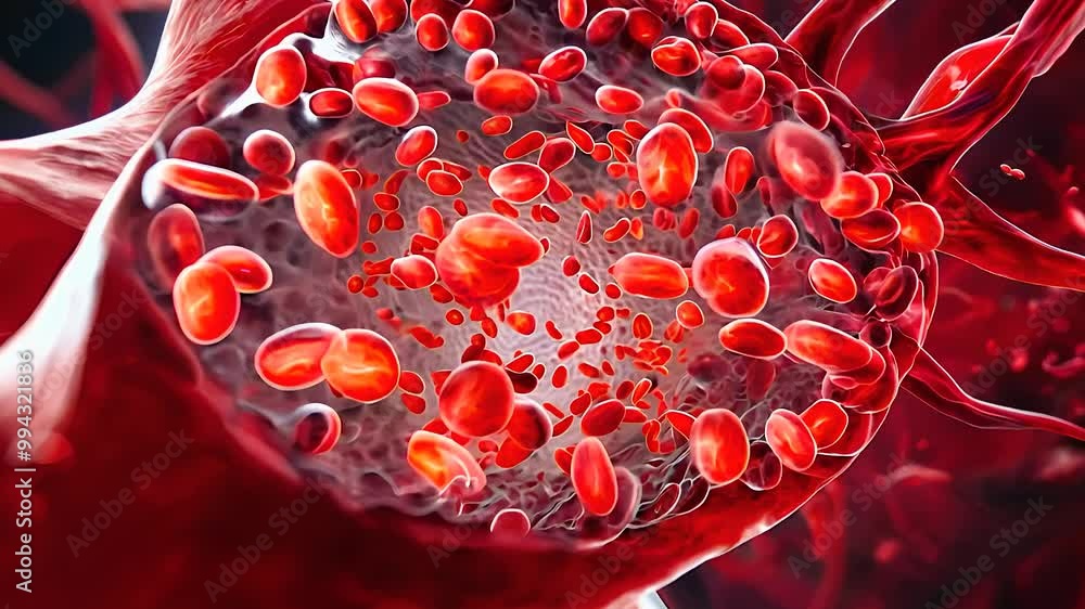 Microscopic View of Red Blood Cells in Circulation, Detailed Anatomy of ...