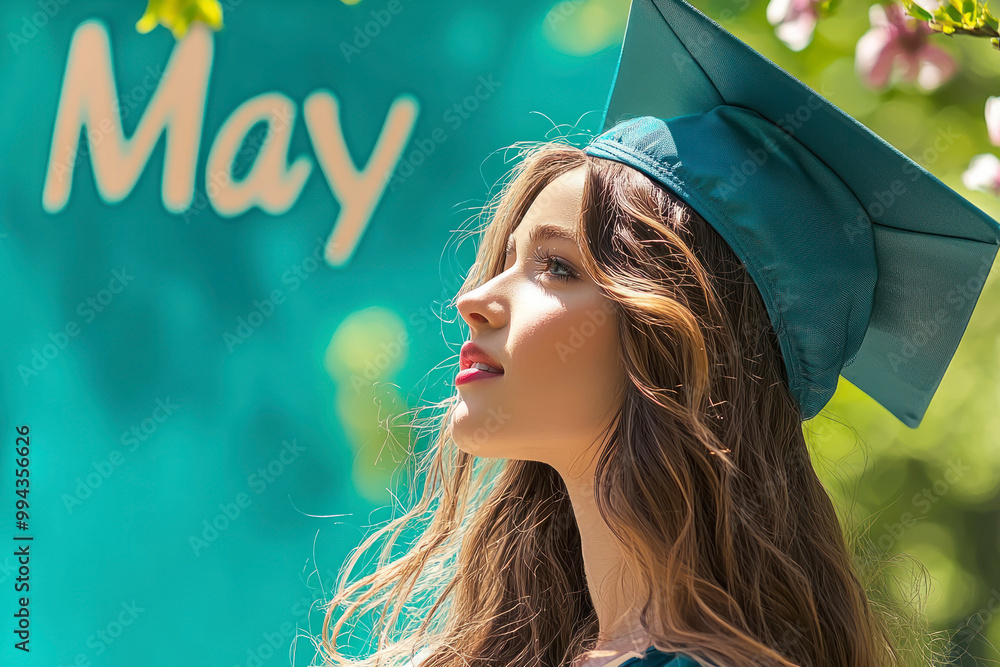Text "May" in theme of Graduation Season Background Design. Greeting ...