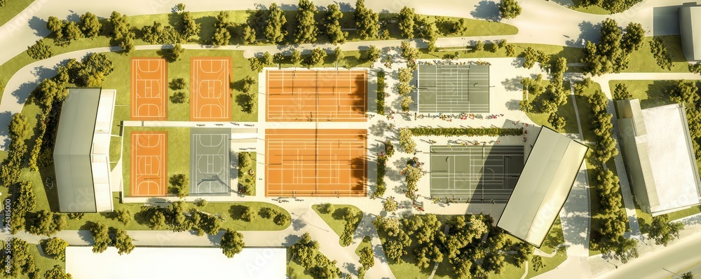 Architectural plan for a community-focused recreation center, including ...