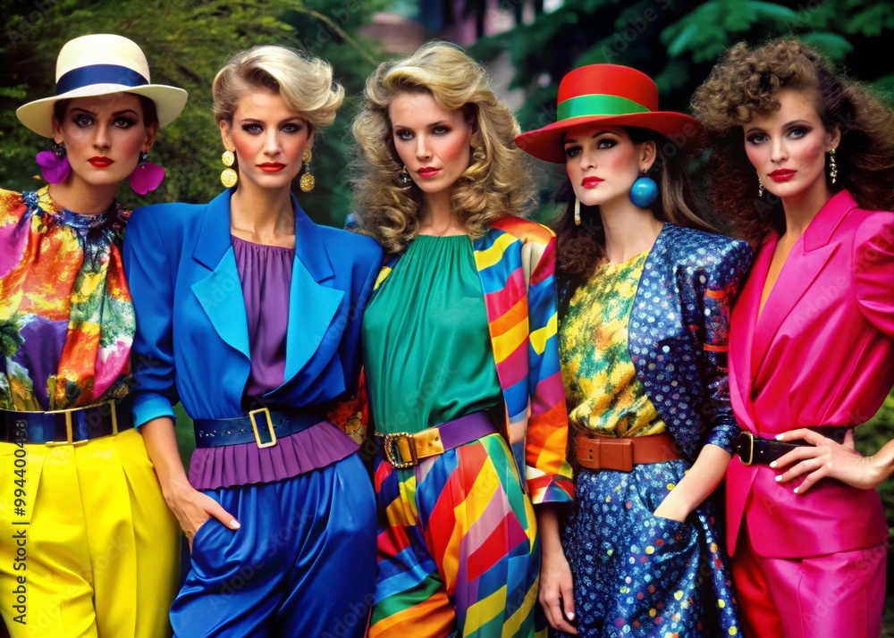 Retro Fashion Styles from the 1980s Featuring Bold Colors, Patterns ...
