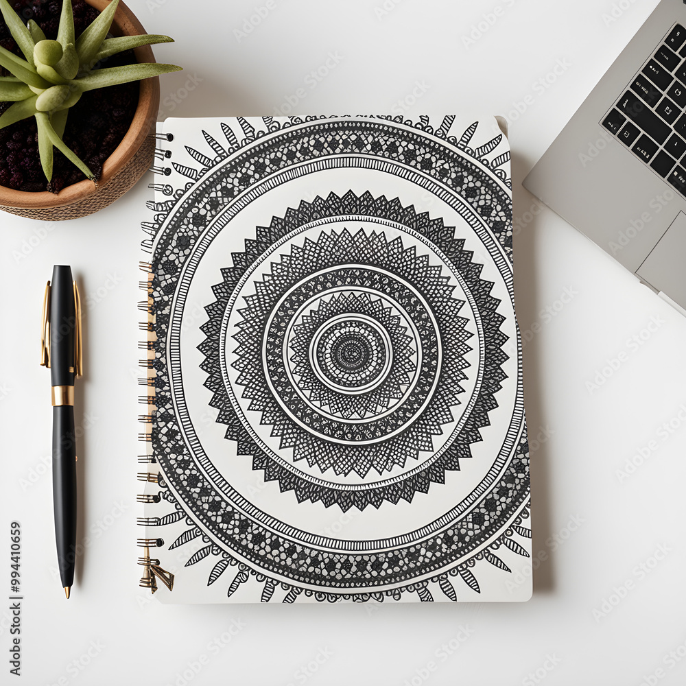 Take a peek at this trendy boho chic spiral notebook cover mockup with ...