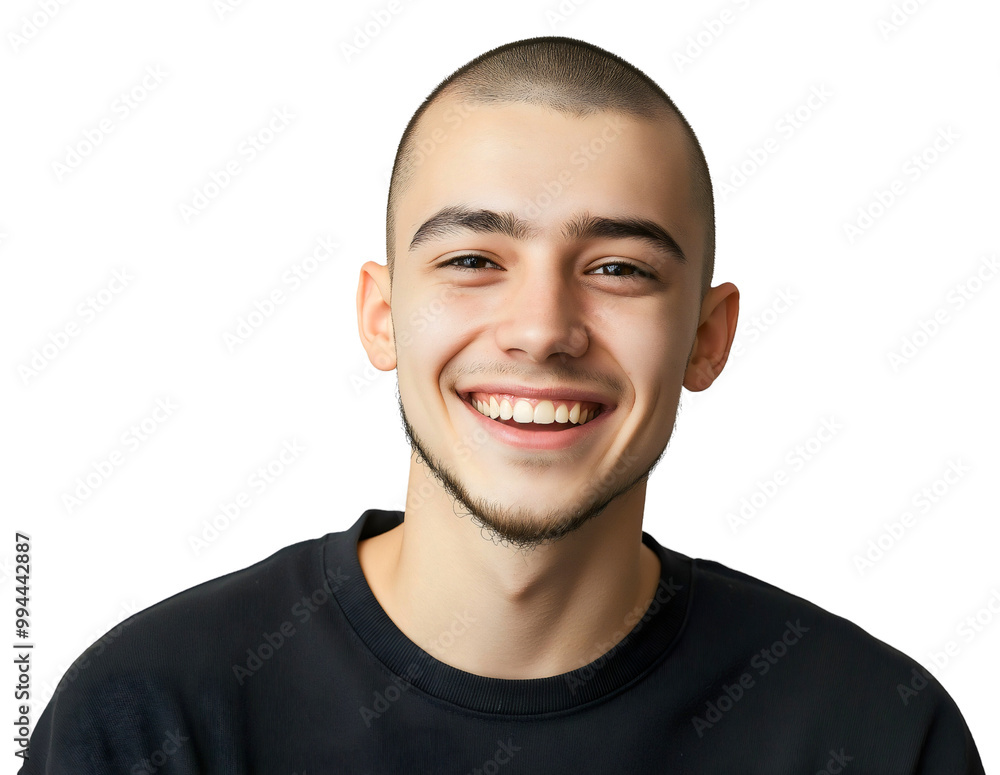 Gen z teenager boy with buzz cut and shaved short hair, young caucasian ...