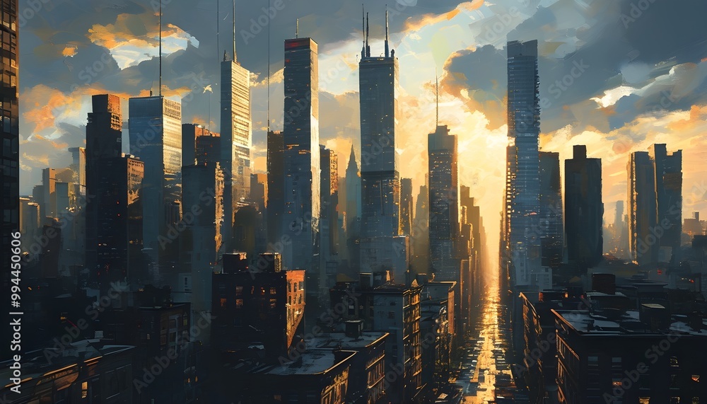 Urban Shadows: Skyscrapers Creating a Dynamic Play of Light and Shadow ...