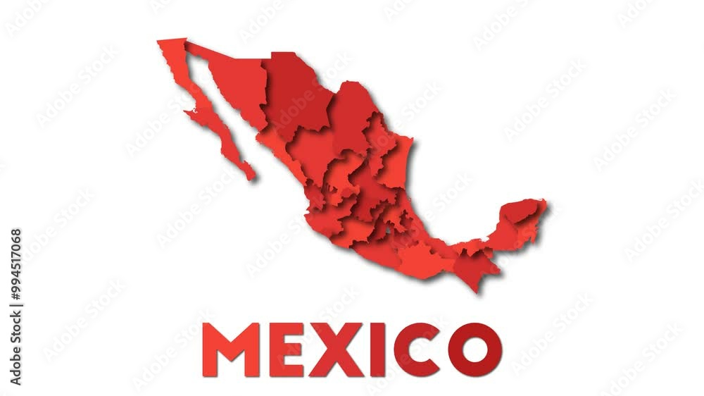 Mexico map showing regions. Animated country map with title. 4k ...