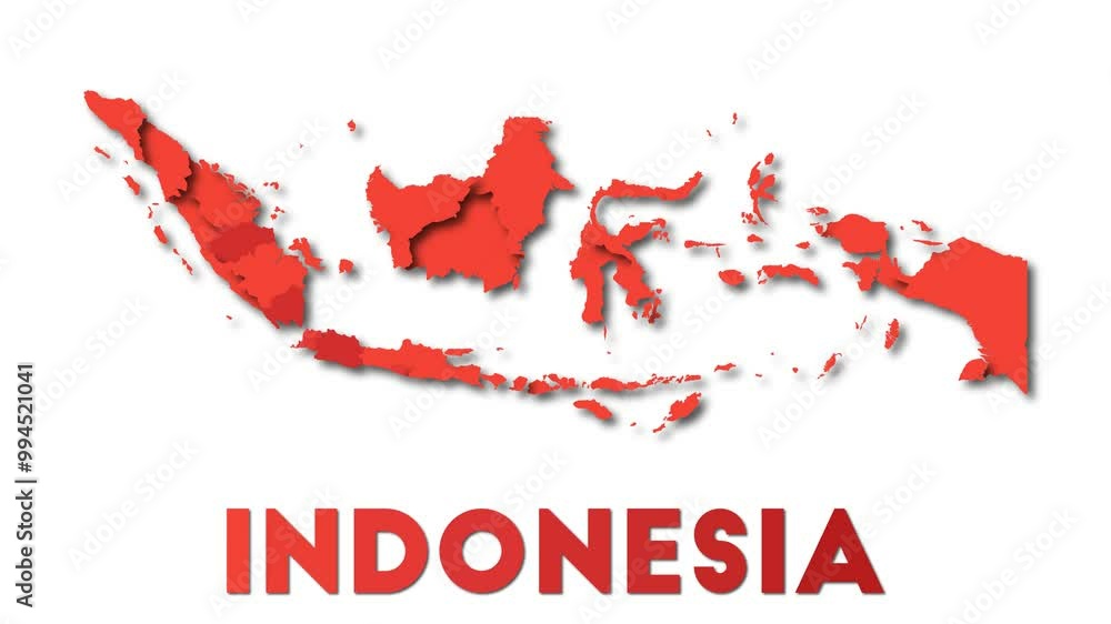 Indonesia map showing regions. Animated country map with title. 4k ...