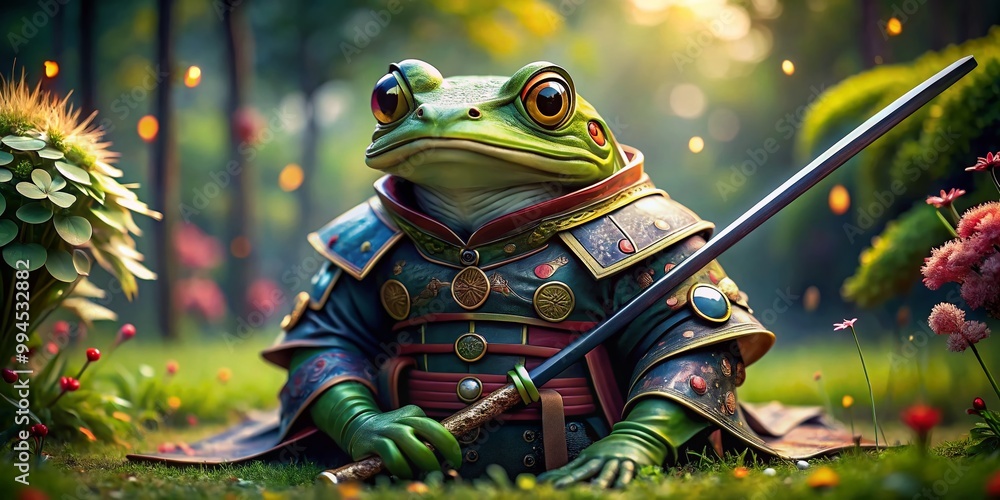 Unique Japanese Samurai Frog Wearing Traditional Armor with a Sword in ...