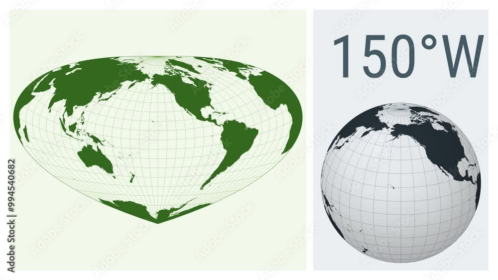World Map Animation. Bottomley projection. Solid color style. Animated ...