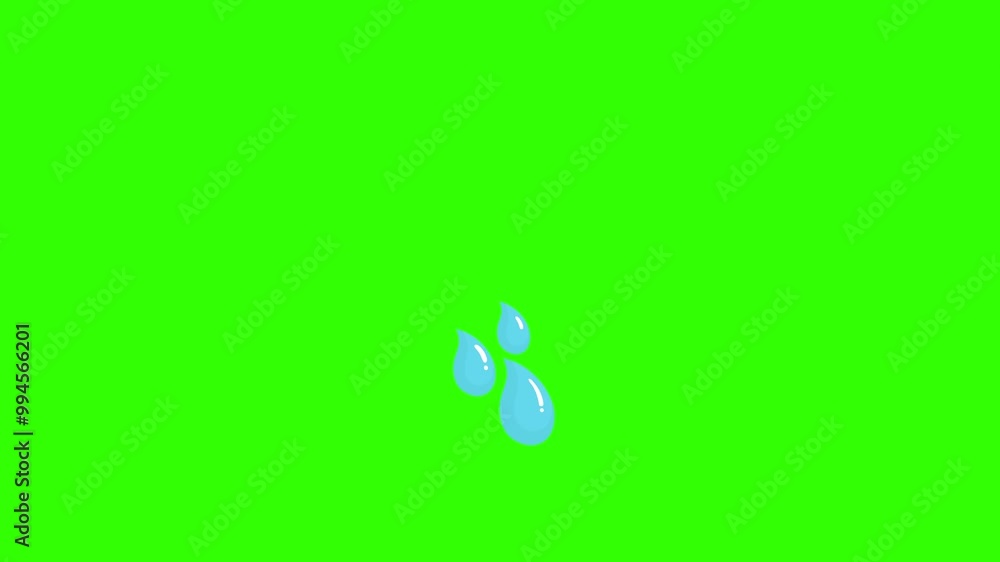Animated icon of light rain droplets in weather forecast on green ...