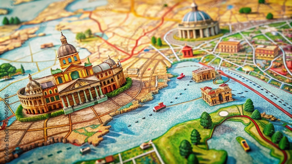 Vintage and Modern Maps of Rome Showcasing Iconic Landmarks and ...